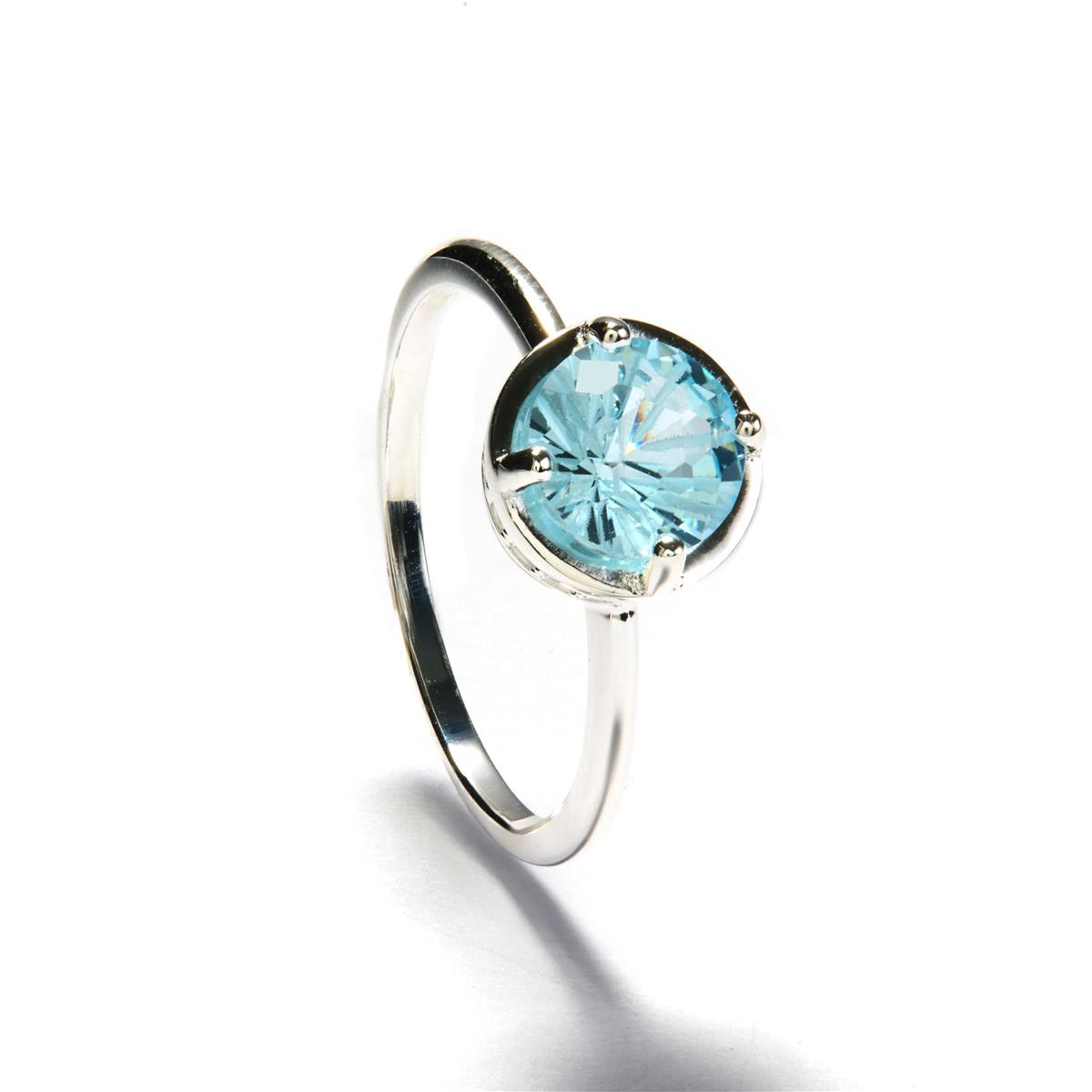 Firework Cut Sky Blue Topaz Ring with White Topaz in Sterling Silver 1 ...