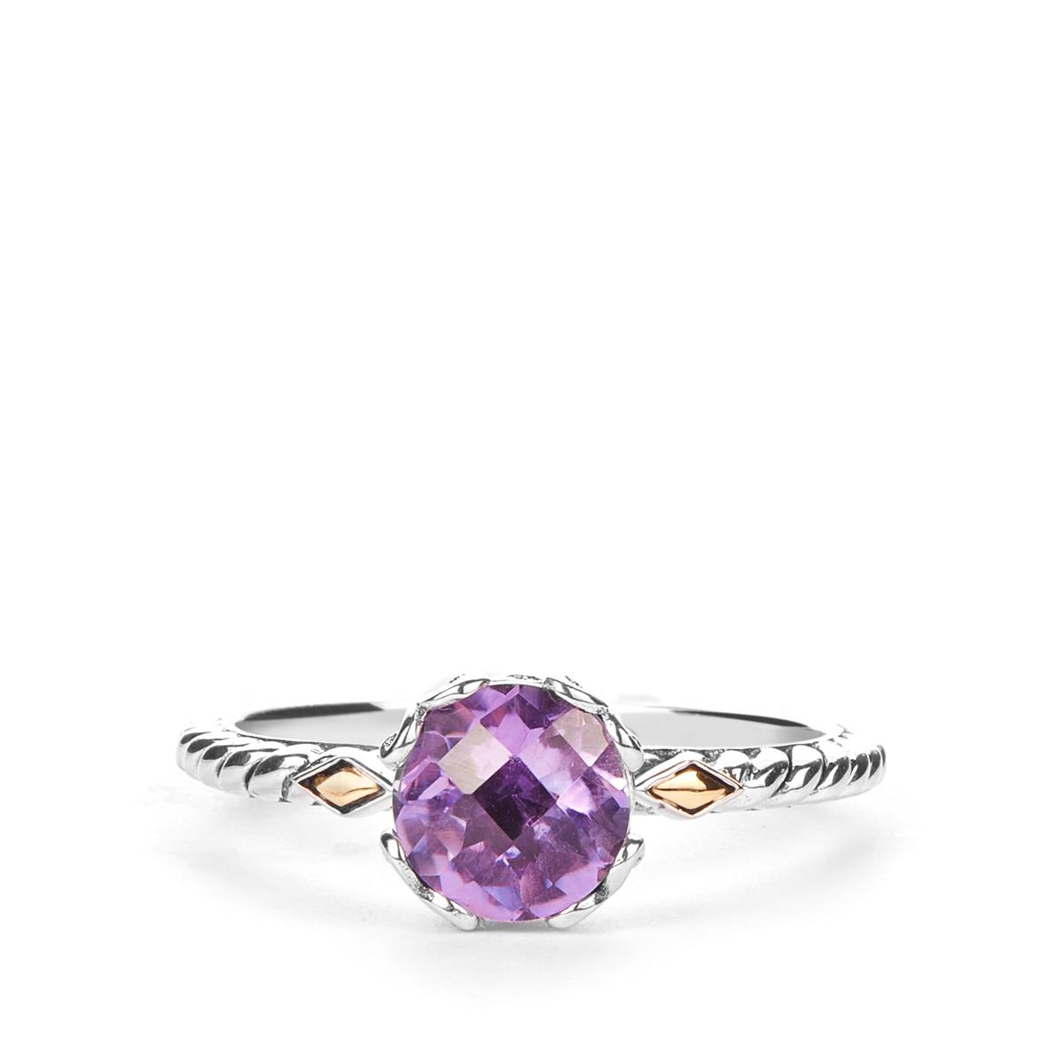 Amethyst Samuel B Ring in Sterling Silver with 18k Gold accents 1.2cts ...