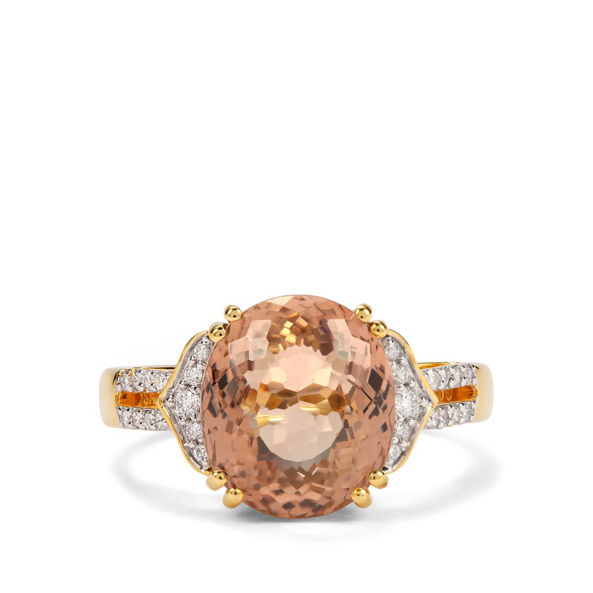 Congo Tourmaline Ring with Diamond in 18K Gold 6.59cts | Gemporia