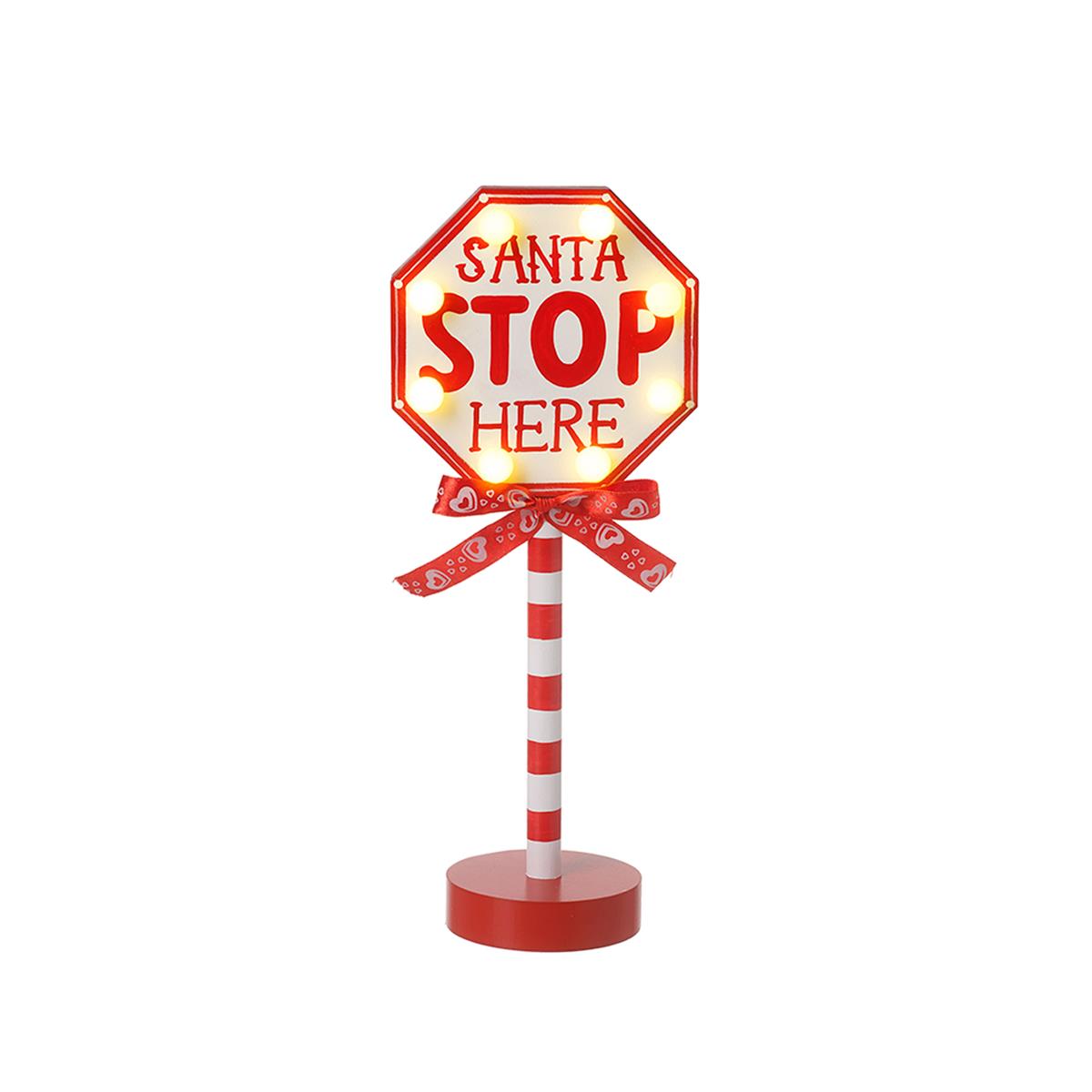 Santa Stop Here Light Up Sign | Gemporia