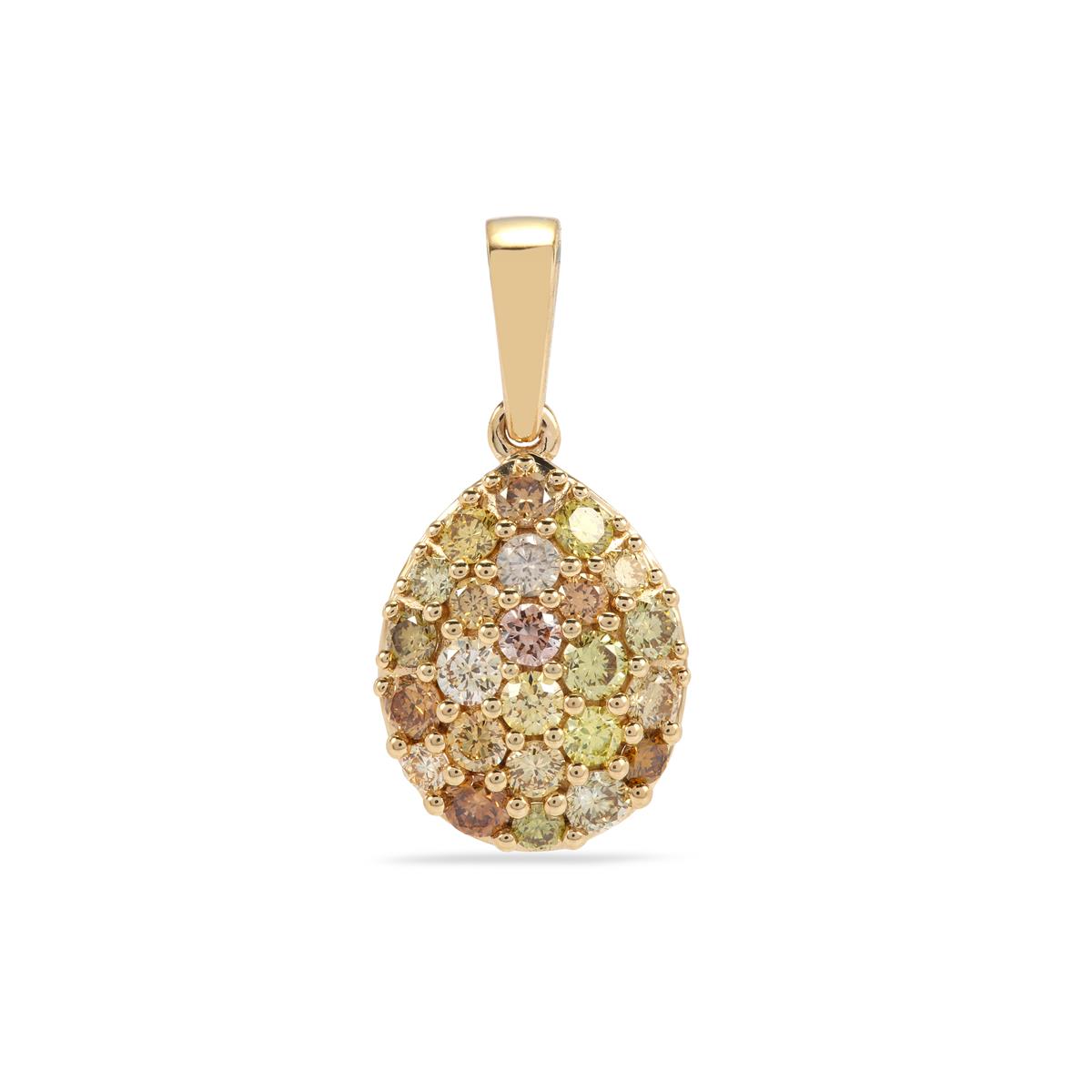 Multi-Colour Natural Brazilian Diamond Pendant in 9K Gold 0.54ct | Gemporia