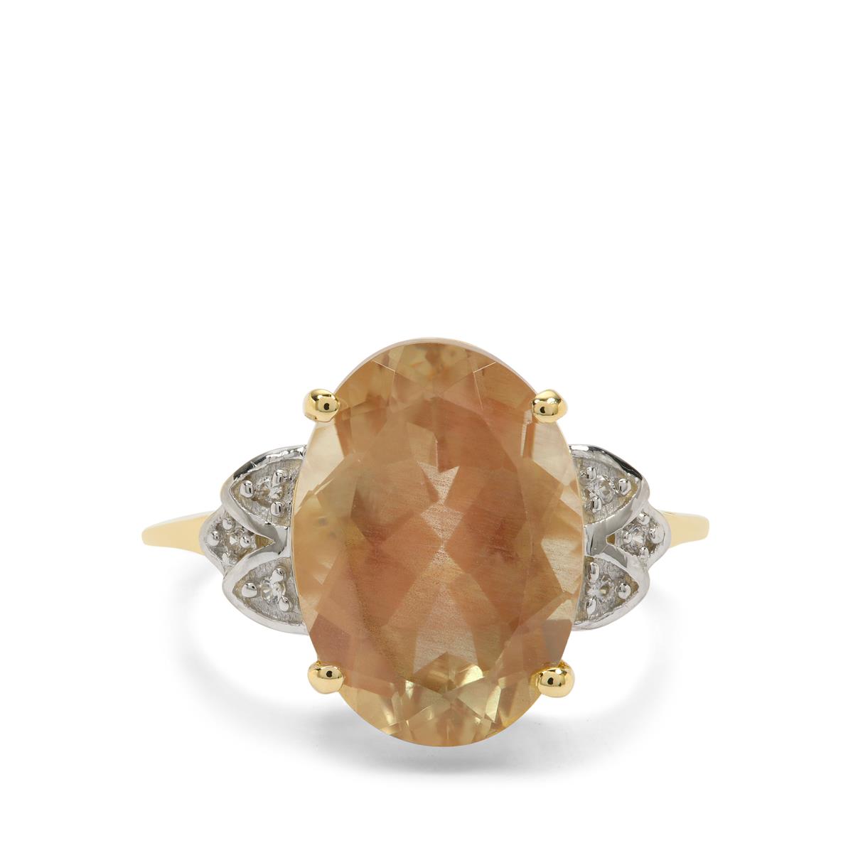 Oregon Sunstone Ring with White Zircon in 9K Gold 5cts | Gemporia