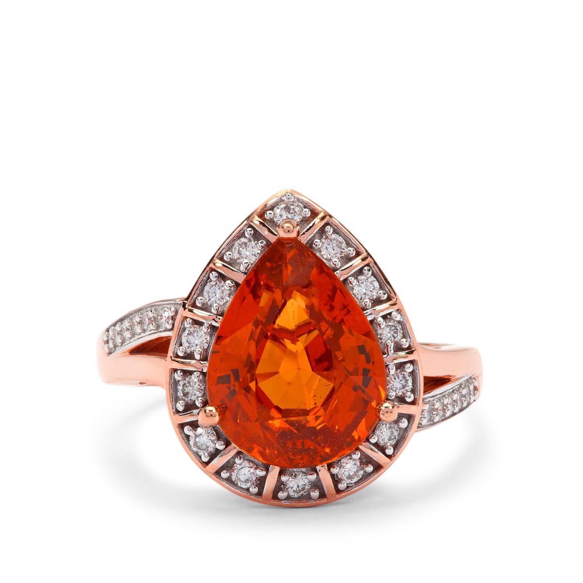 Fanta Mandarin Garnet Ring with Diamond in 18K Rose Gold 4.95cts | Gemporia