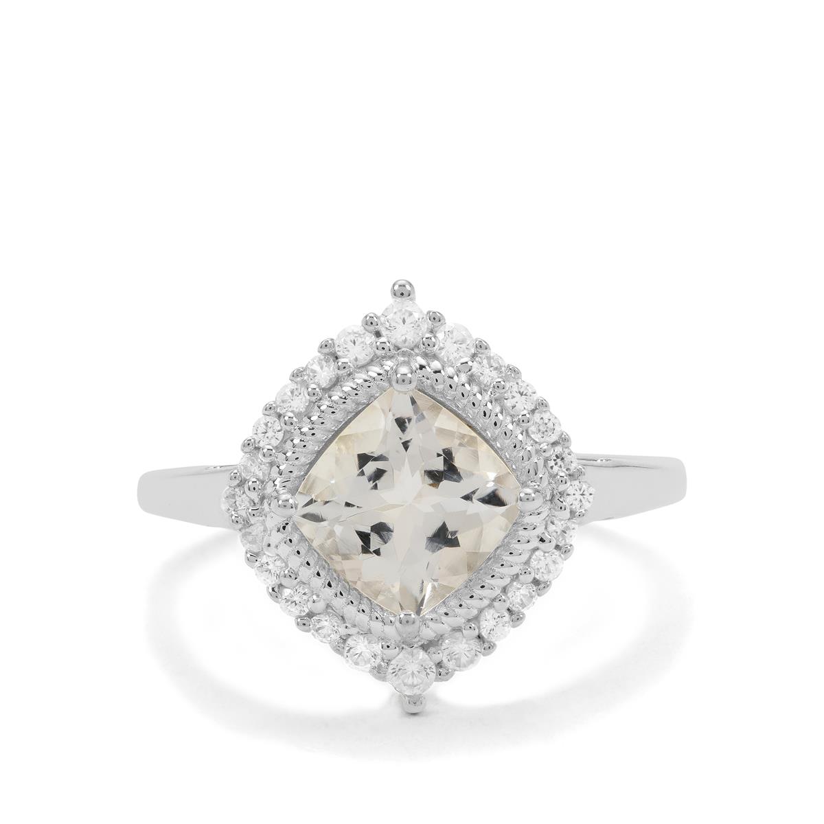 Himalayan Beryl Ring with White Zircon in Sterling Silver 1.75cts ...