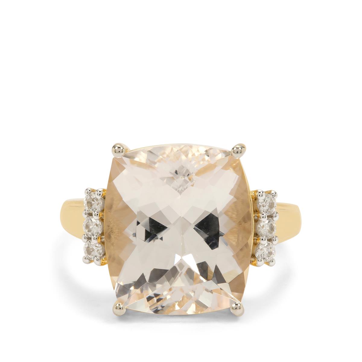 Aurora Danburite Ring with White Zircon in 9K Gold 9cts | Gemporia