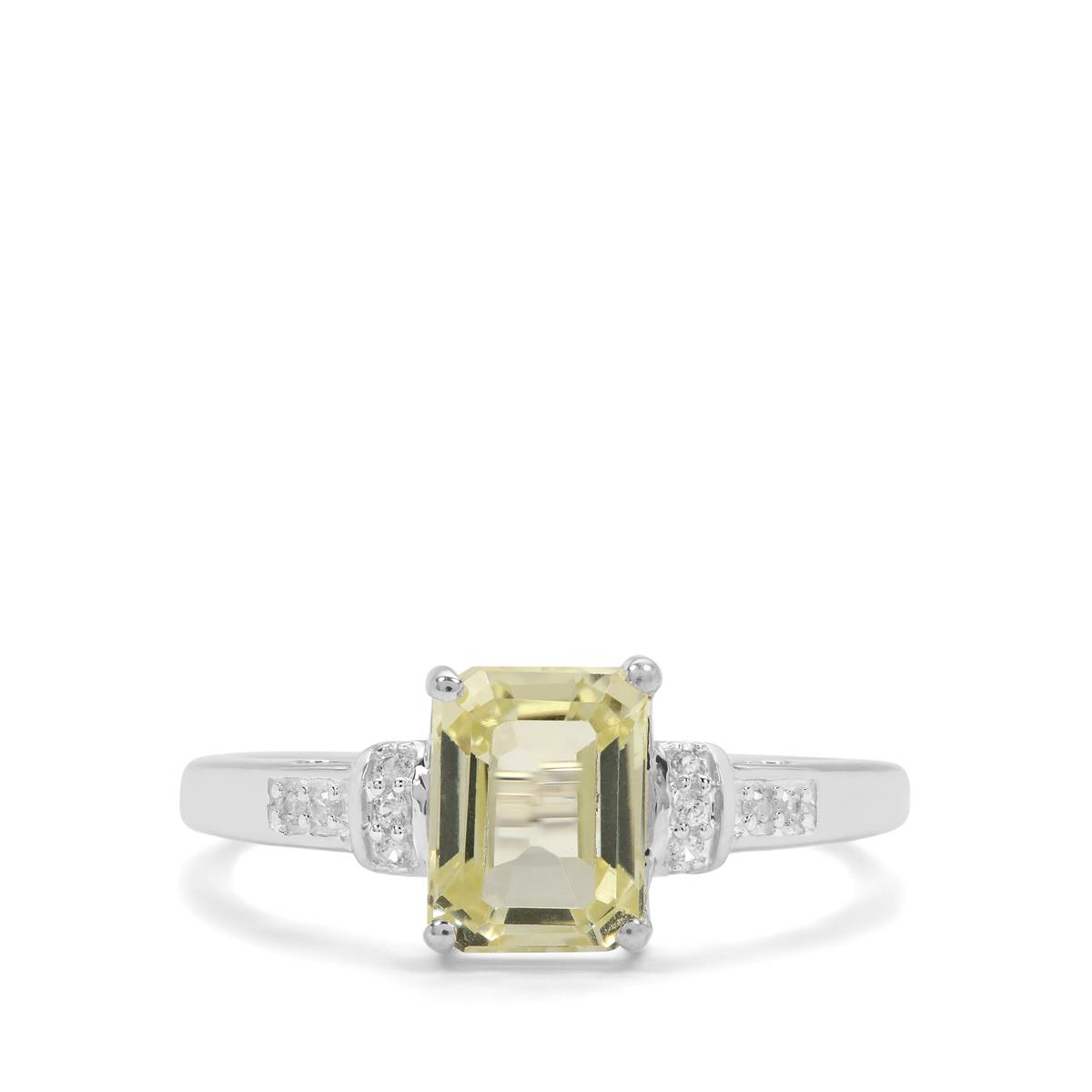 Minas Novas Hiddenite Ring with White Zircon in Sterling Silver 2cts ...