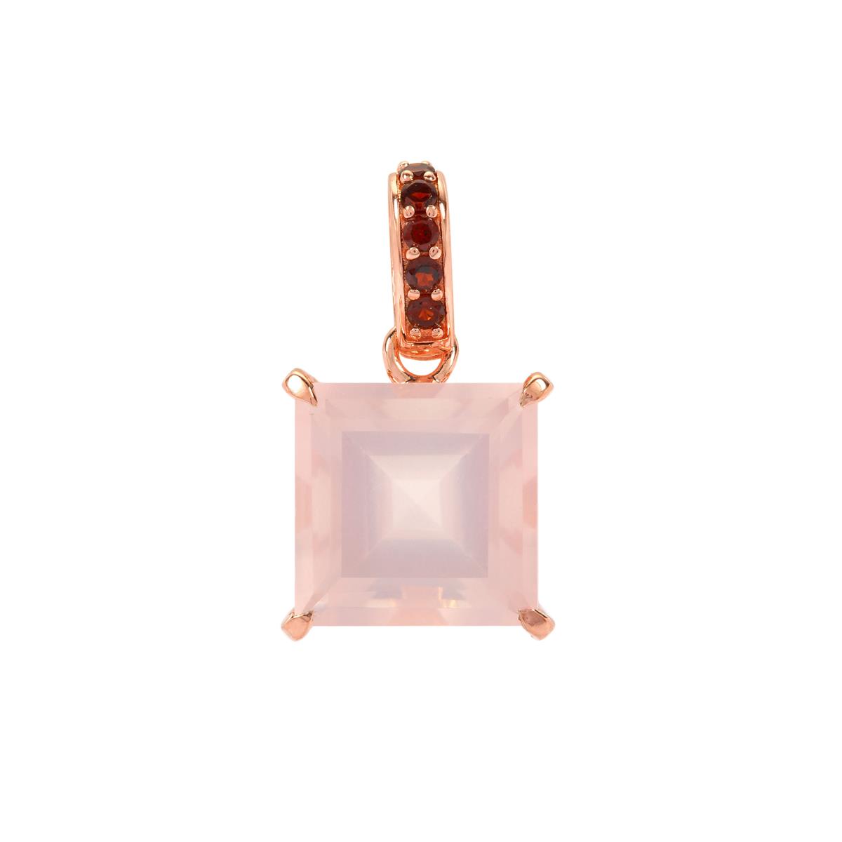 Rose Quartz Pendant with Rajasthan Garnet in Rose Gold Plated Sterling ...