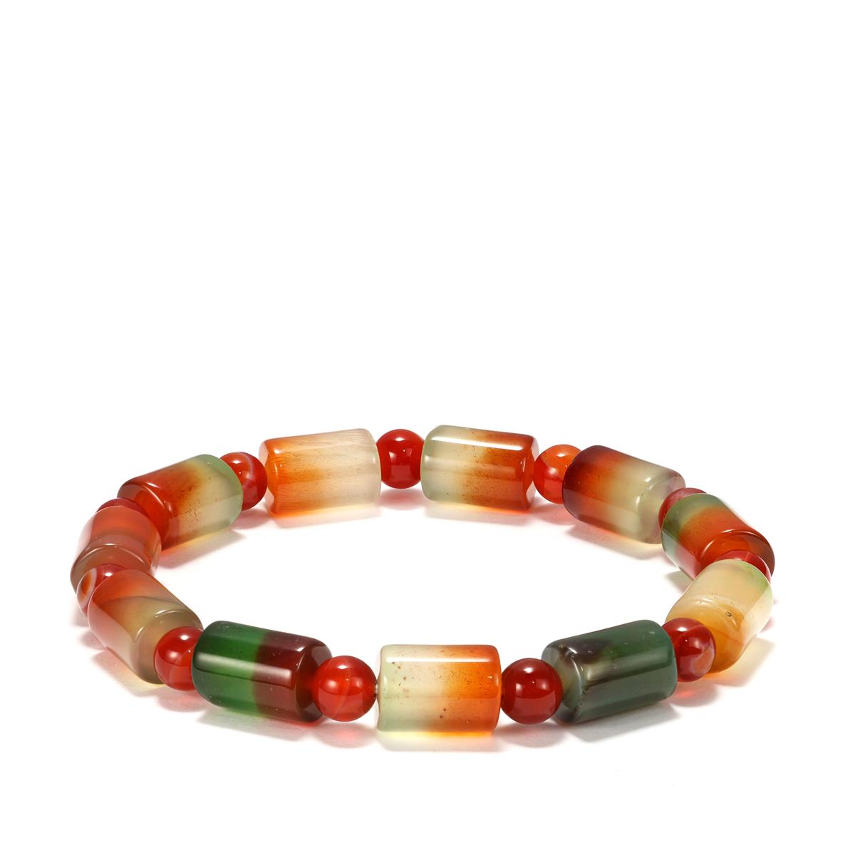 Watermelon Agate Stretchable Bracelet with Red Agate 98cts | Gemporia
