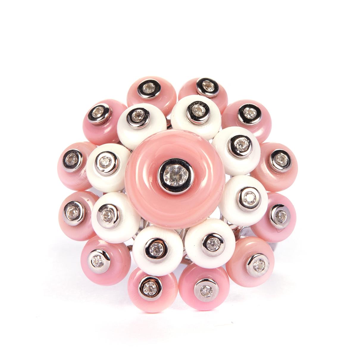 Queen Conch Shell Ring with White Zircon in Sterling Silver | Gemporia