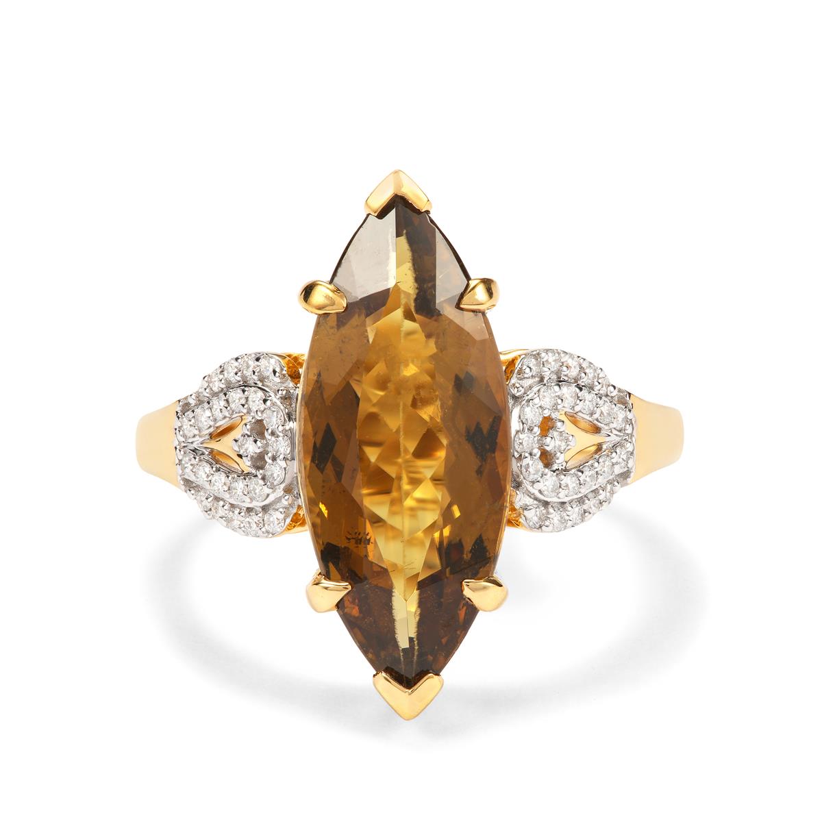 Congo Tourmaline Ring with Diamond in 18K Gold 4.65cts | Gemporia