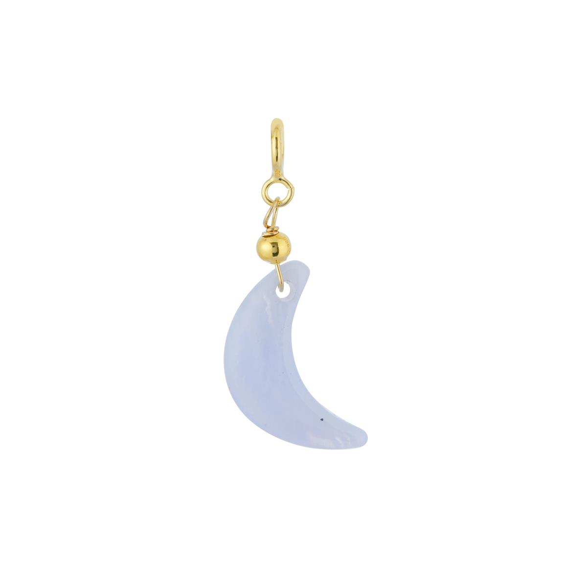 Blue Lace Agate Moon Charm in Gold Tone Sterling Silver 4cts | Gemporia