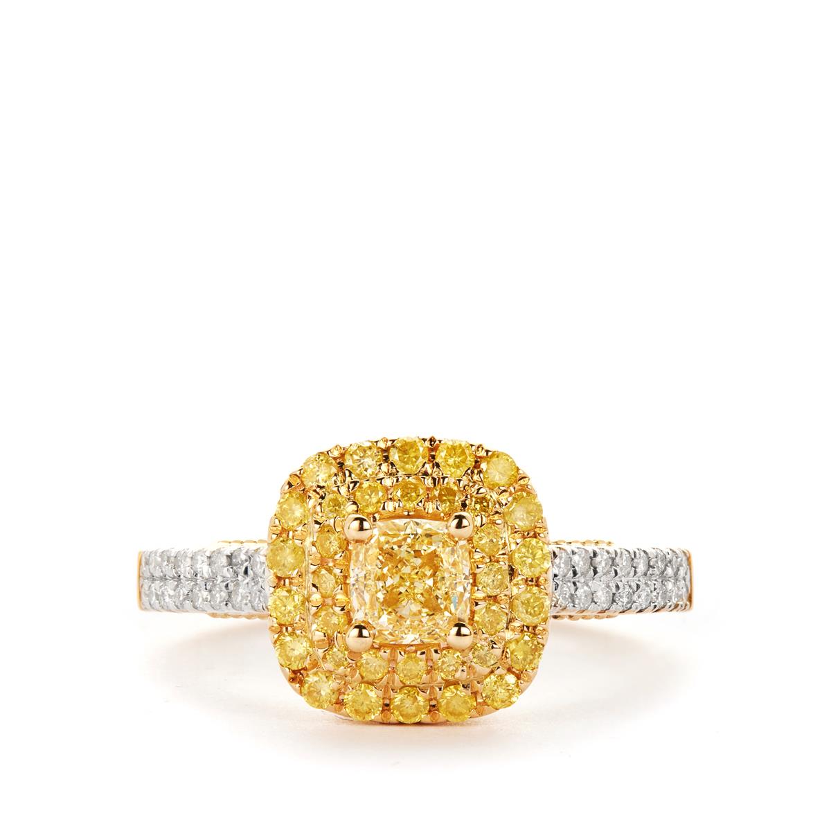 'Coronation' Natural Canary Yellow Diamond Ring with White Diamond in ...