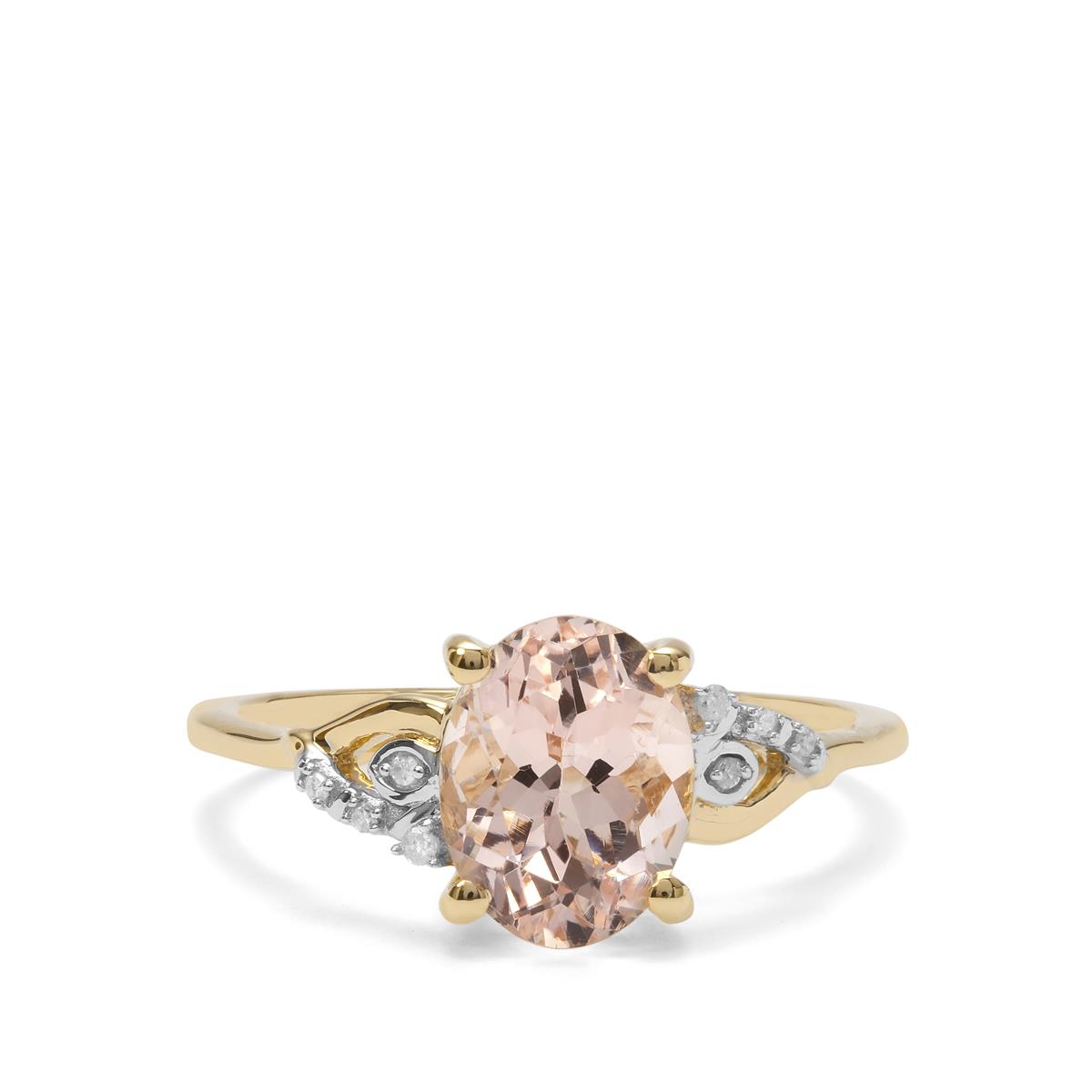 Rose Danburite Ring with Diamond in 9K Gold 1.83cts | Gemporia