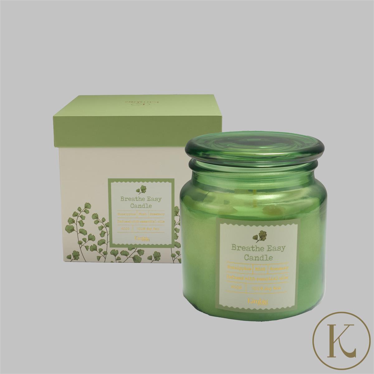 Kimbie Home Breathe Eucalyptus & Mint Candle 400g with Rose Quartz ...