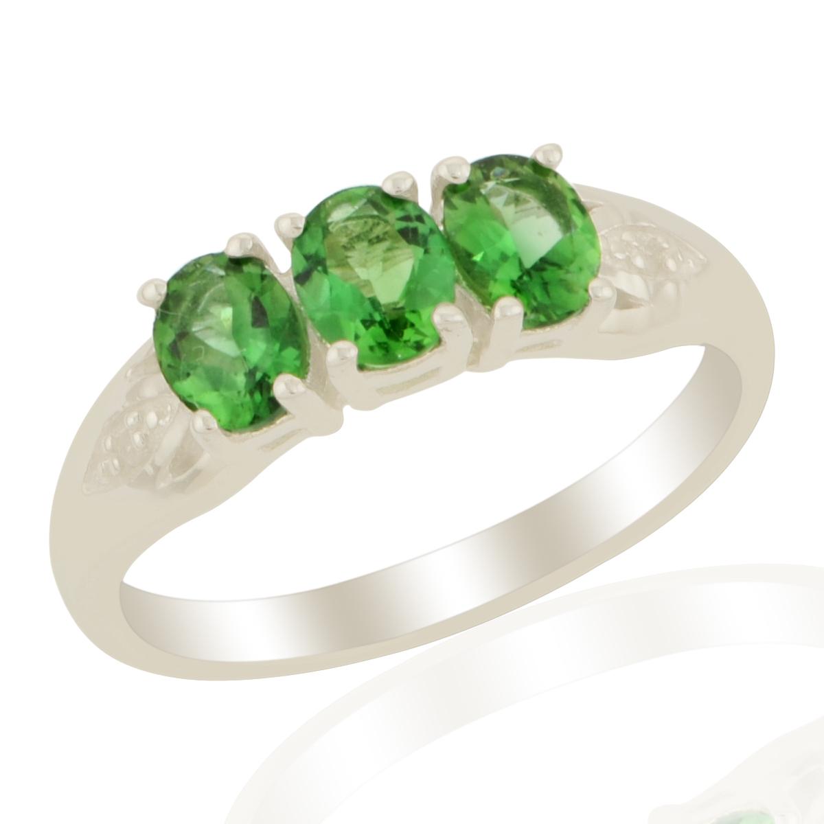 Chrome Tourmaline Ring with Diamond in Sterling Silver 0.94ct | Gemporia