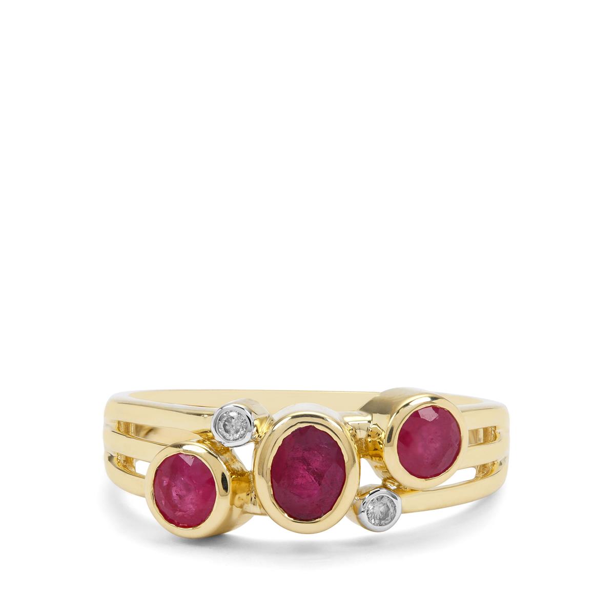 Kenyan Ruby Ring with Diamond in 9K Gold 1.15cts | Gemporia