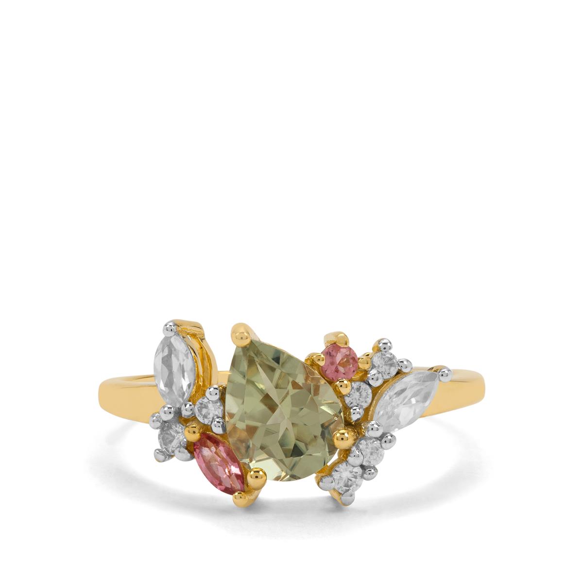 Csarite®, Pink Tourmaline Ring with White Zircon in 9K Gold 1.75cts ...