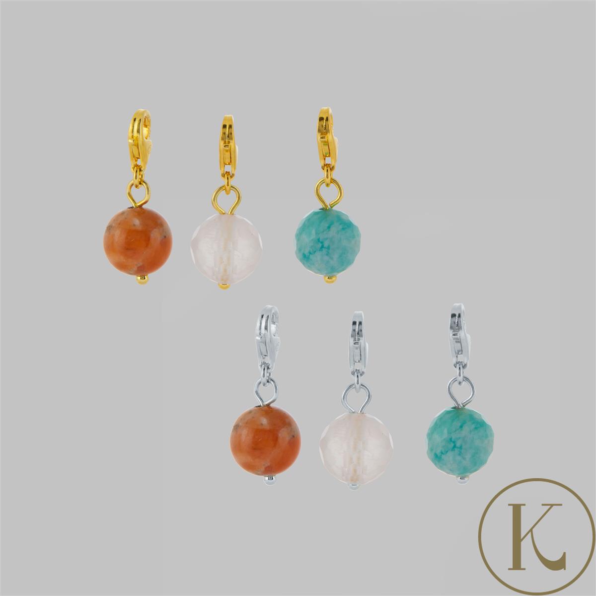 Kimbie Home Gemstone Charm Collection of 3 (Rose Quartz, Amazonite ...