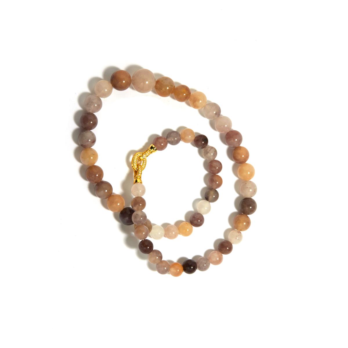 Colours of Silk Quartzite Jade Graduated Necklace with White Topaz in ...