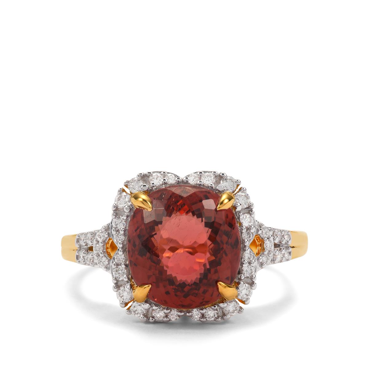 Congo Tourmaline Ring with Diamond in 18K Gold 5.25cts | Gemporia