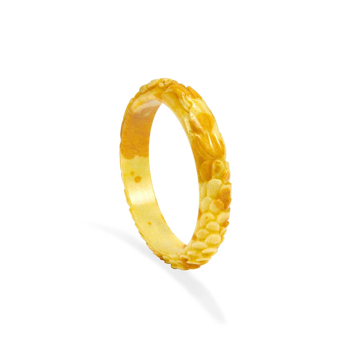 240cts Yellow Jadeite Carved Bangle | Gemporia