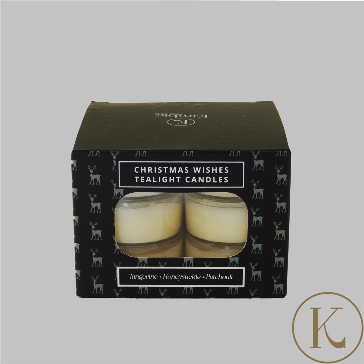 Kimbie Home Christmas Wishes Soy Wax Tea Lights x 12 (4hr Burn) | Gemporia