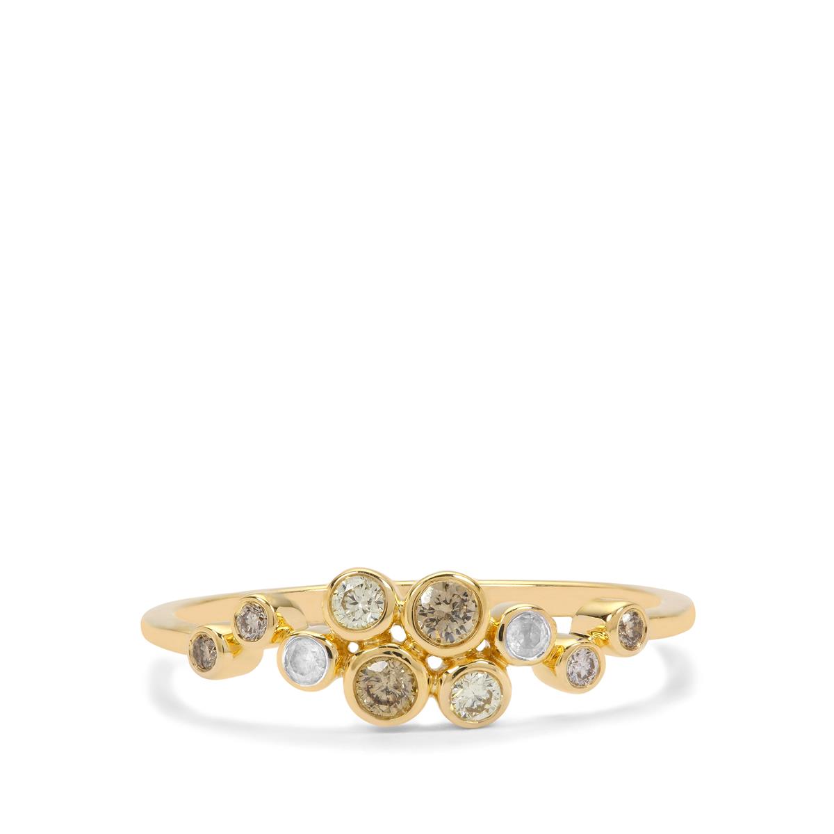Golden Ivory, Multi Diamonds Ring in 9K Gold 0.26cts | Gemporia