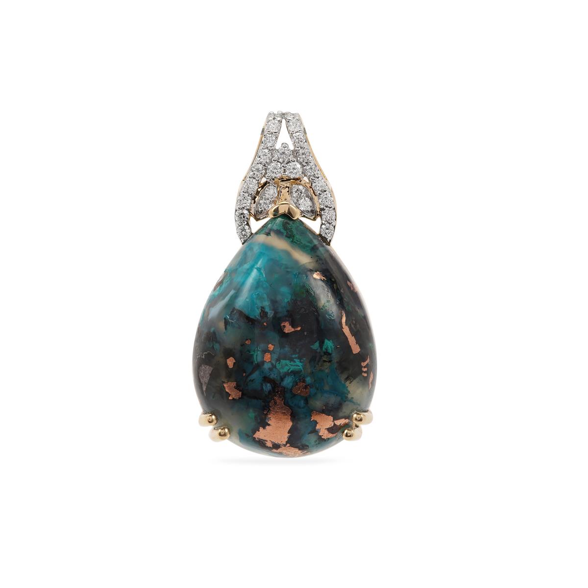 Blue Aquadite Pendant with Diamond in 18K Gold 18.30cts | Gemporia