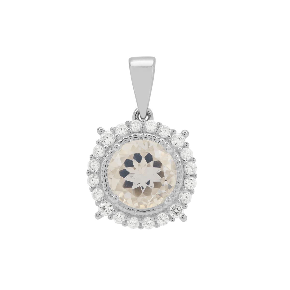 Himalayan Beryl Pendant with White Zircon in Sterling Silver 2.25cts ...