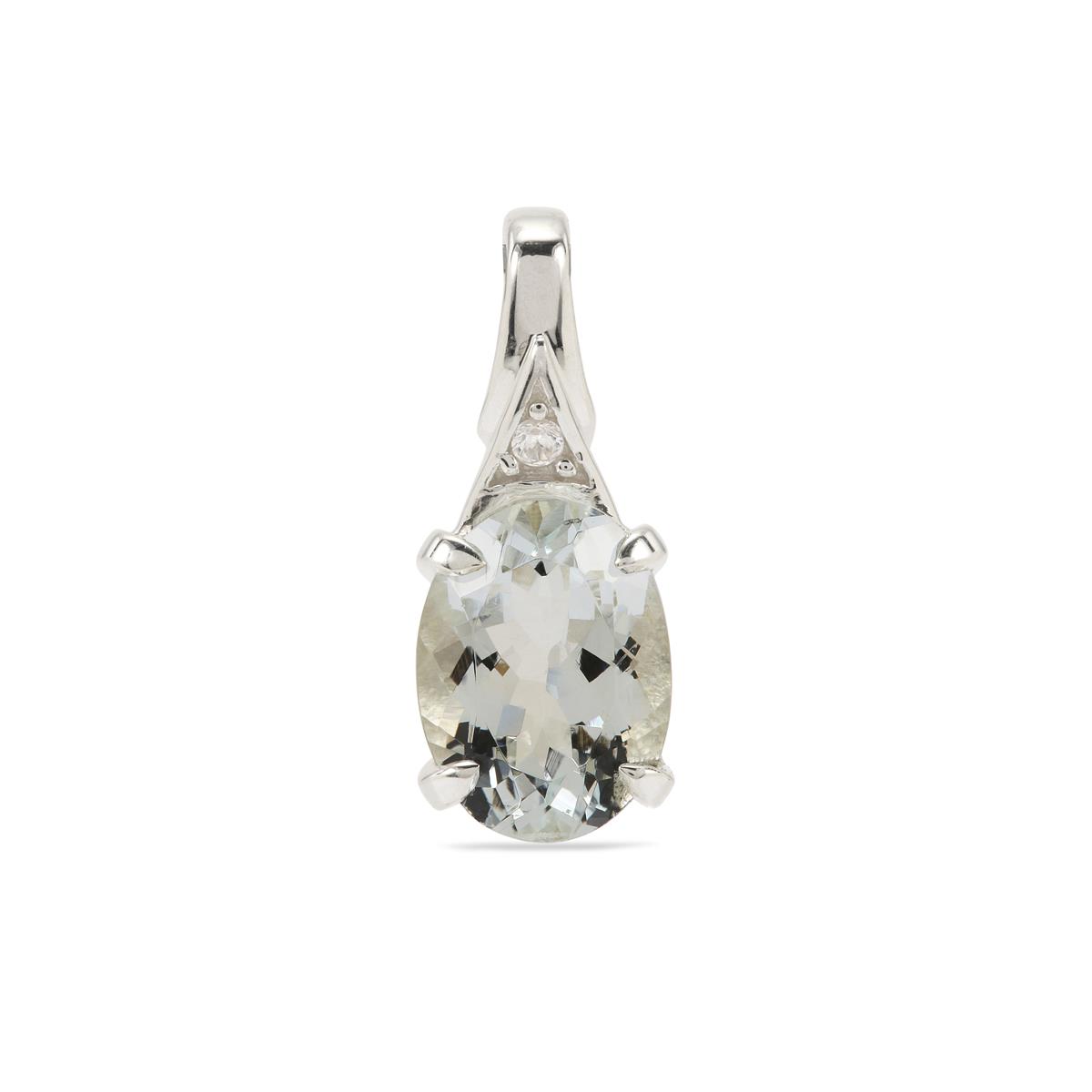 White Beryl Pendant with White Zircon in Sterling Silver 1ct | Gemporia