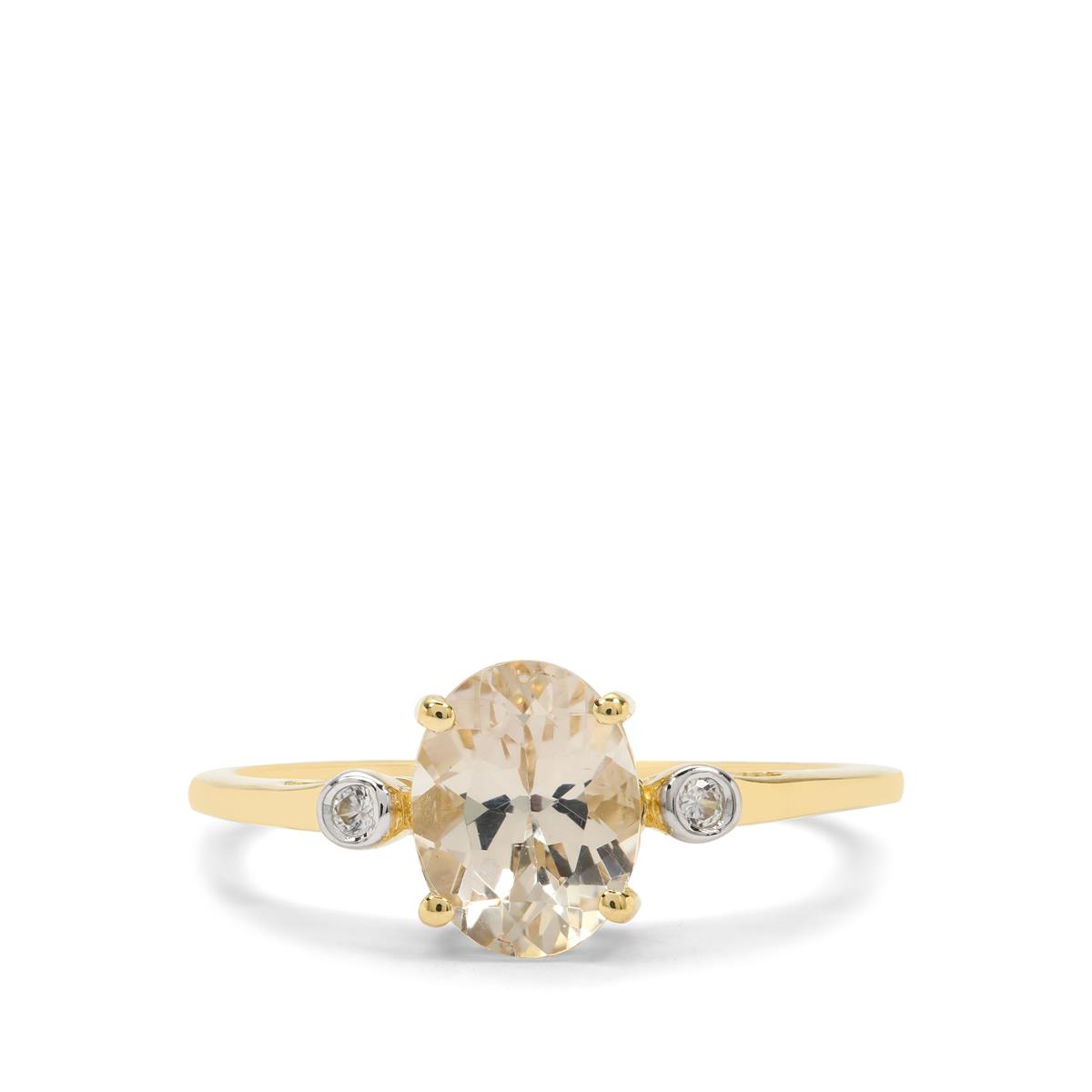 Champagne Danburite Ring with White Zircon in 9K Gold 1.30cts | Gemporia