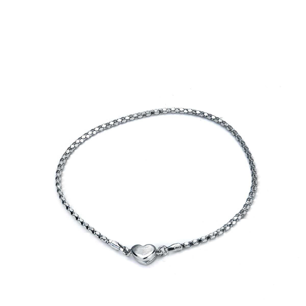 7.5 Rhodium Plated Sterling Silver Altro Magnetic Heart Popcorn Chain ...