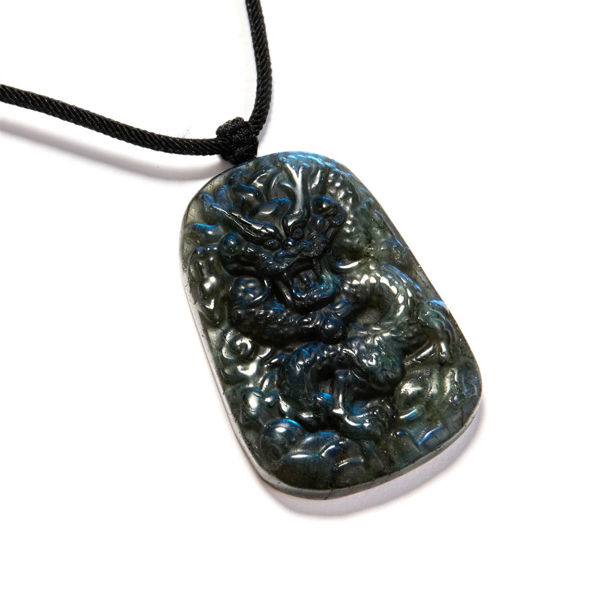 Labradorite Carved Dragon Rope Necklace 163.60cts | Gemporia