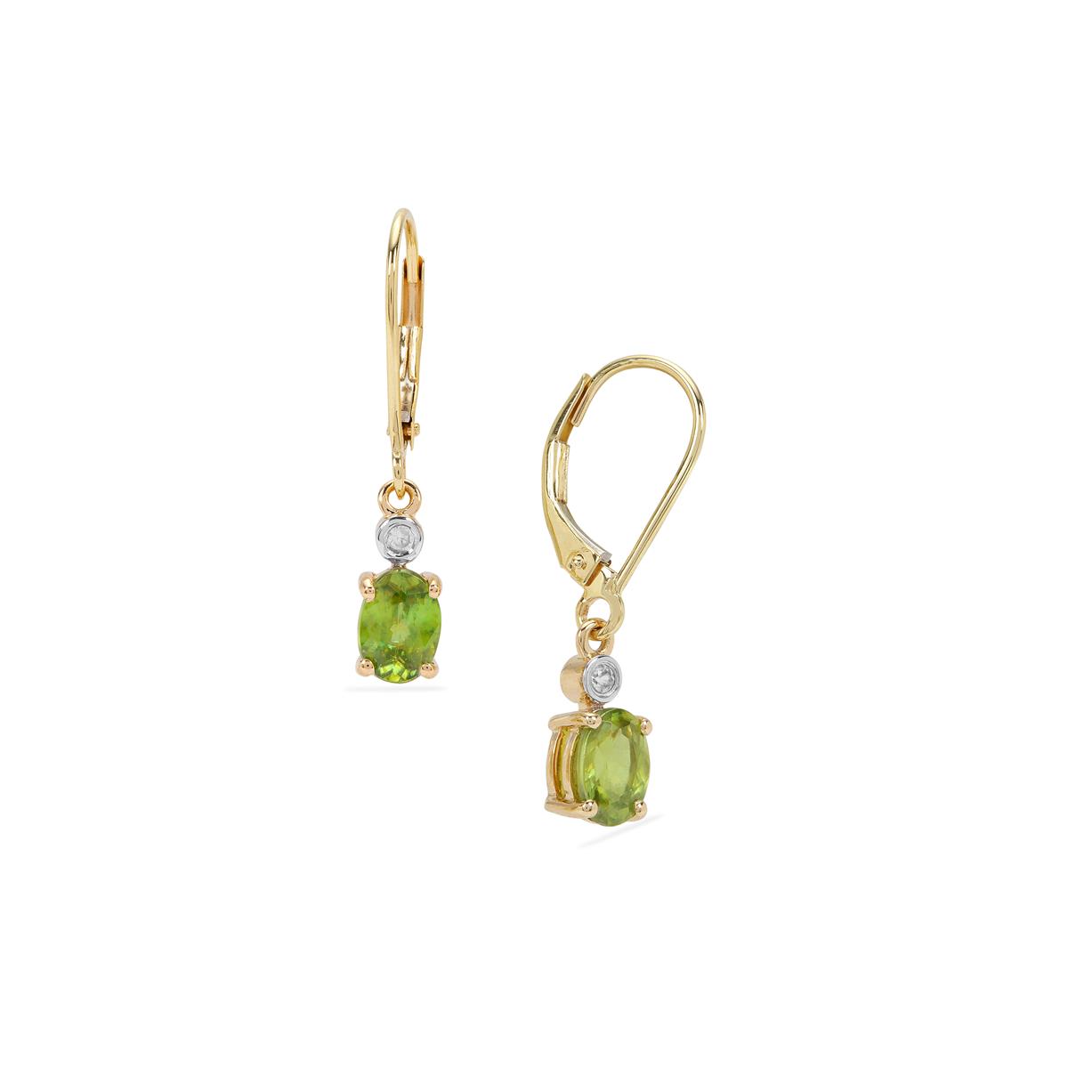 Ambilobe Sphene Earrings with White Zircon in 9K Gold 1.75cts | Gemporia
