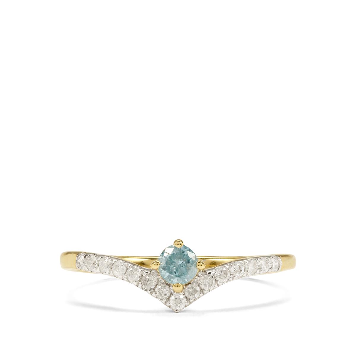 Ice Blue Diamond Ring with White Diamond in 9K Gold 0.30ct | Gemporia