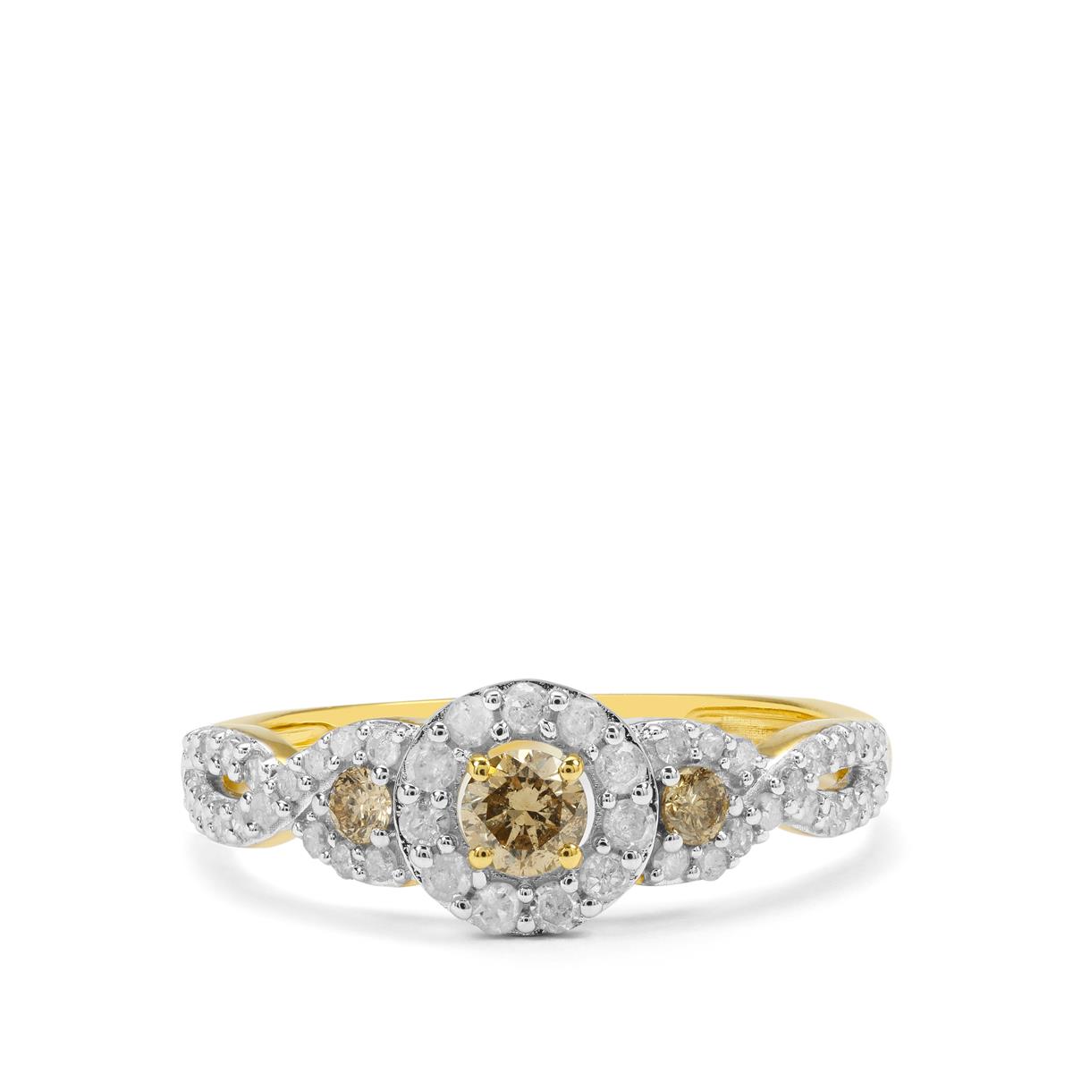 Cape Champagne Diamonds Ring with White Diamonds in 9K Gold 0.65ct ...