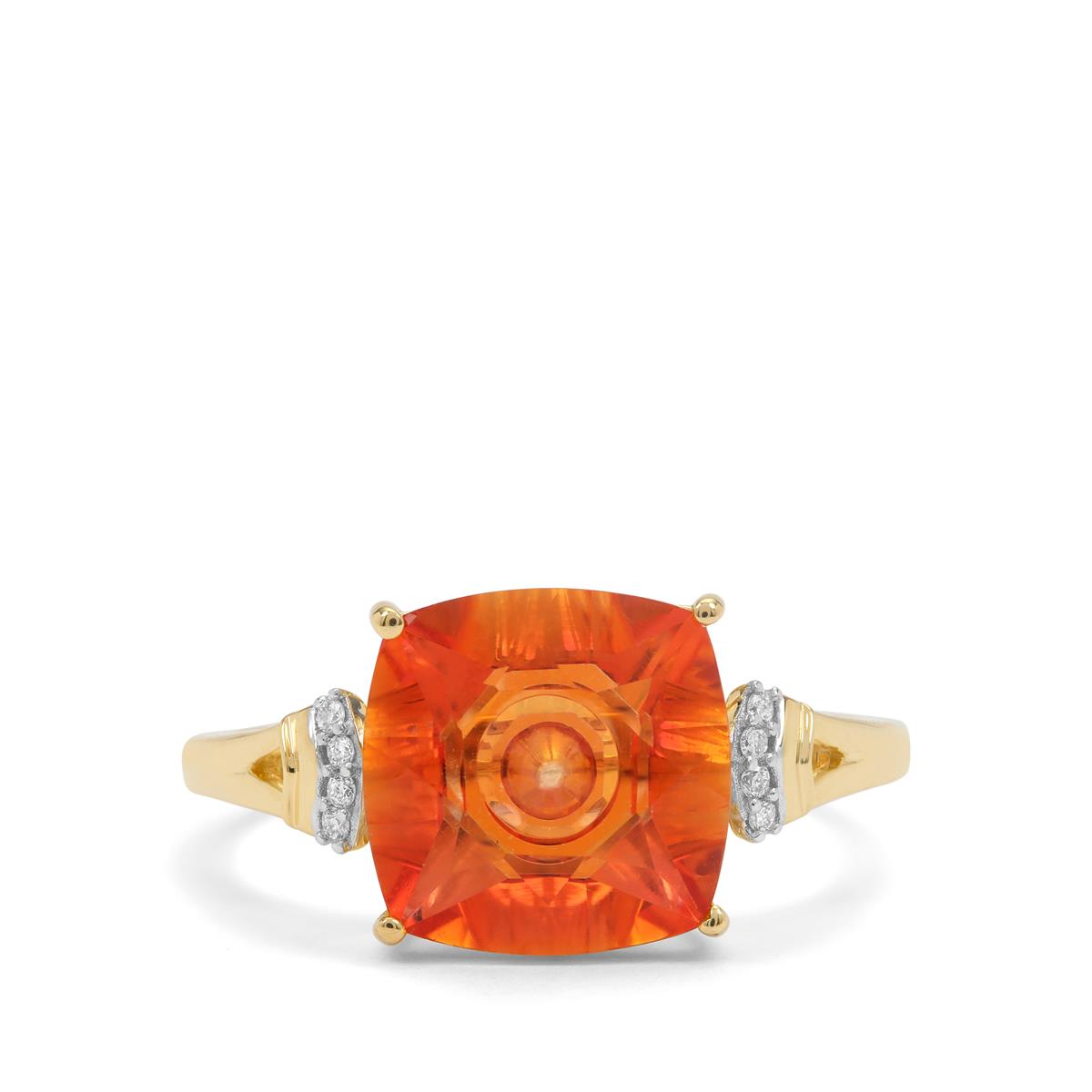 Lehrer Quasar Cut Padparadscha Quartz Ring with White Diamond in 9K ...