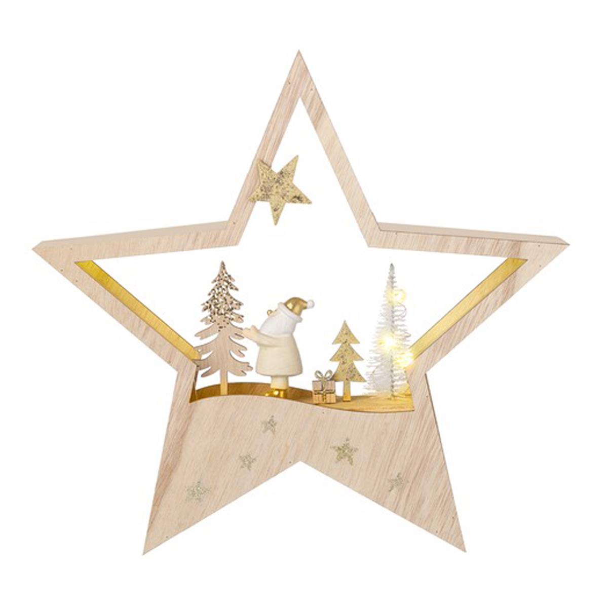 Wooden Light Up Cut Out Star Scene | Gemporia