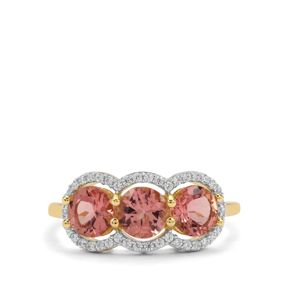 Lotus Tourmaline Ring with White Zircon in 9K Gold 2.35cts | Gemporia