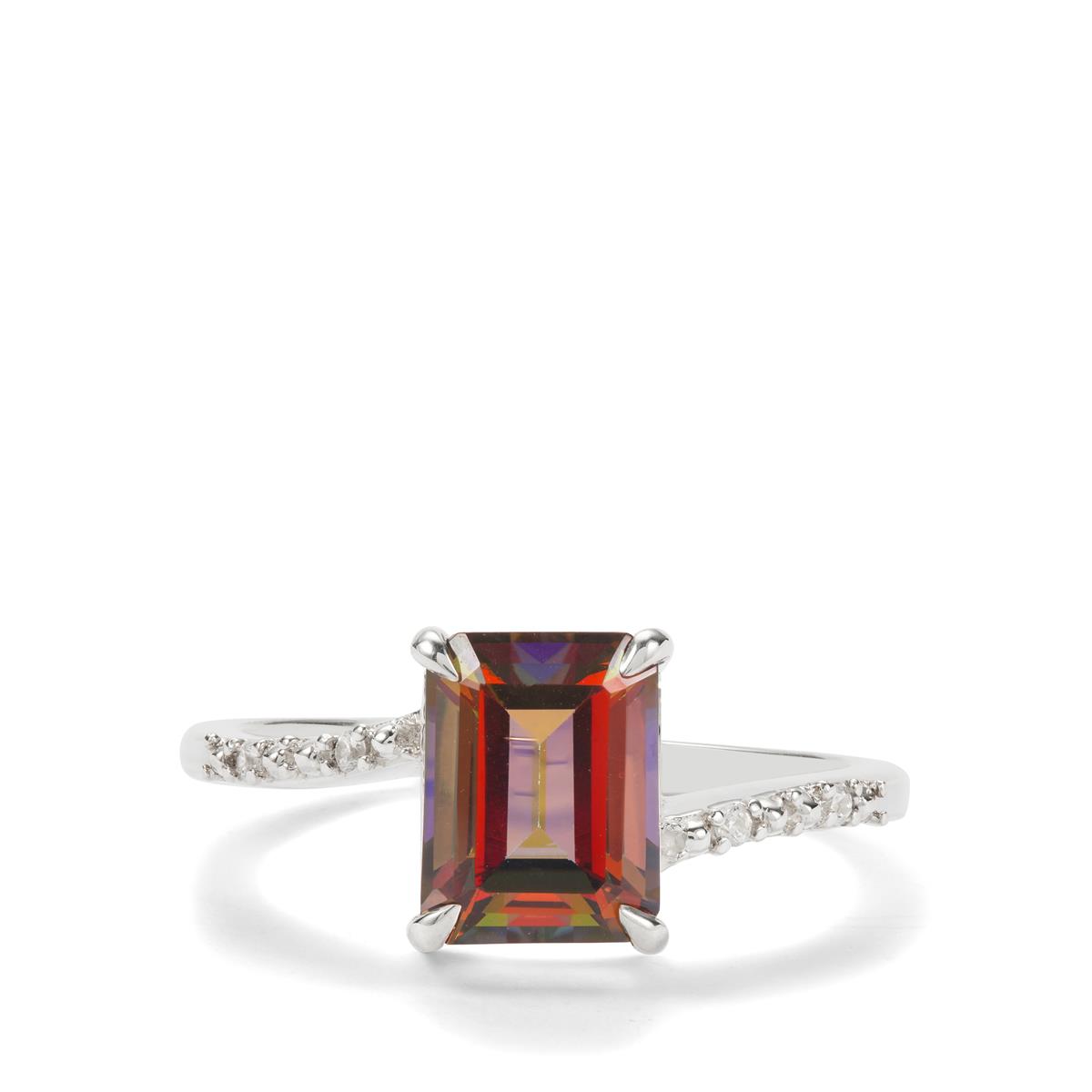 Purple Fire Topaz Ring with White Zircon in Sterling Silver 2.95cts ...