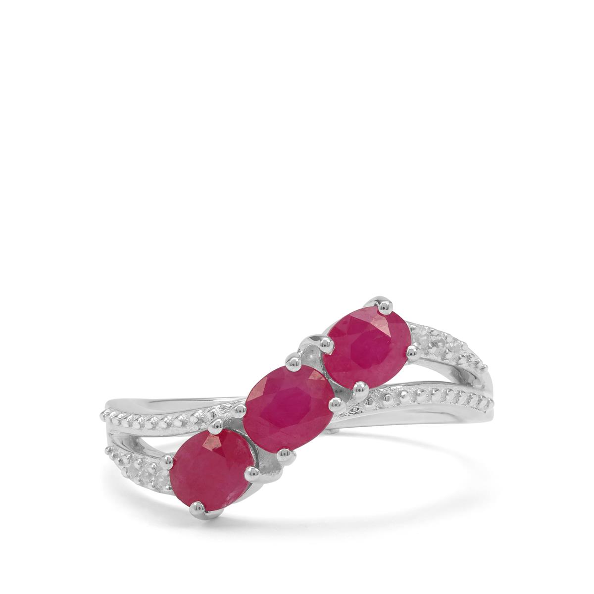 John Saul Ruby Ring with White Zircon in Sterling Silver 1.45cts | Gemporia