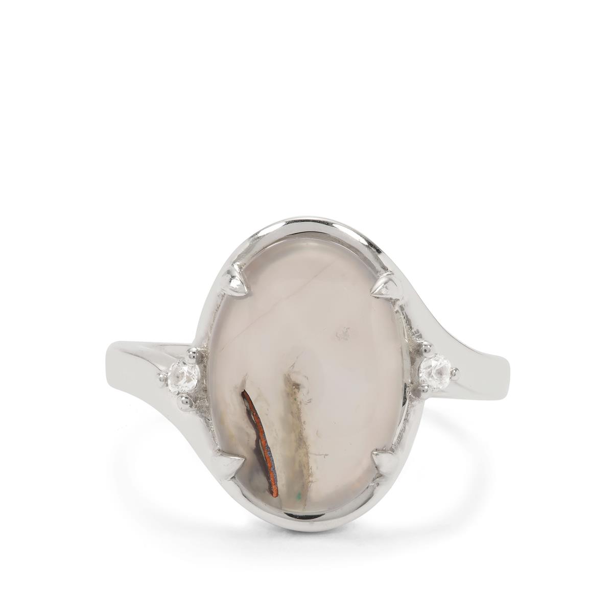 Blue Aquadite Ring with White Zircon in Sterling Silver 4.45cts | Gemporia