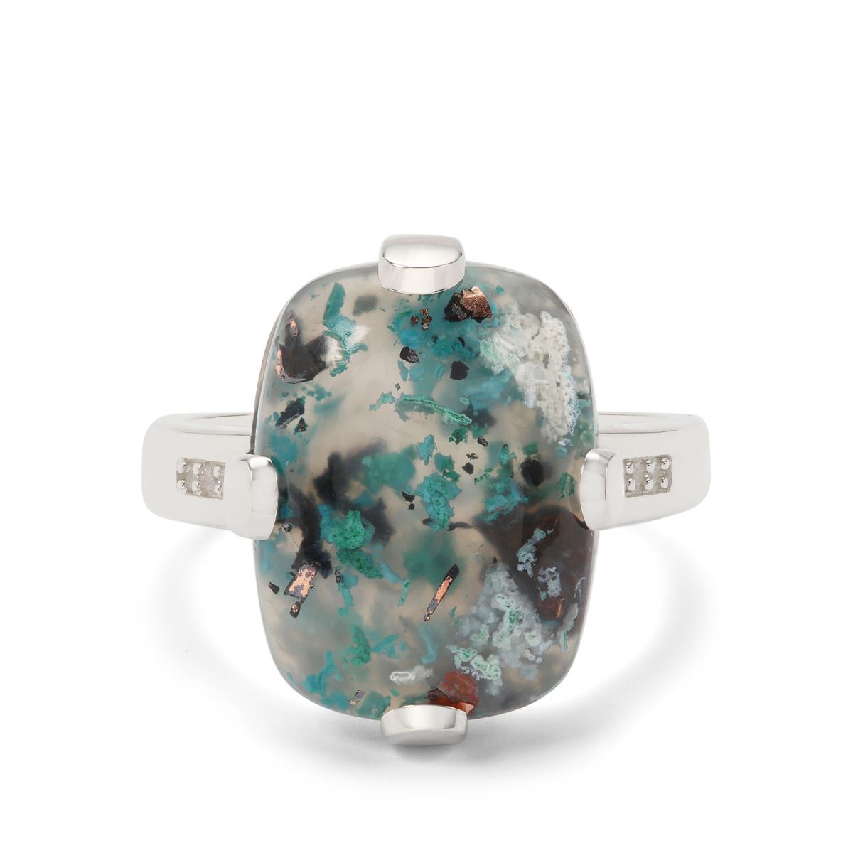 Blue Aquadite Ring with White Zircon in Sterling Silver 9.30cts | Gemporia