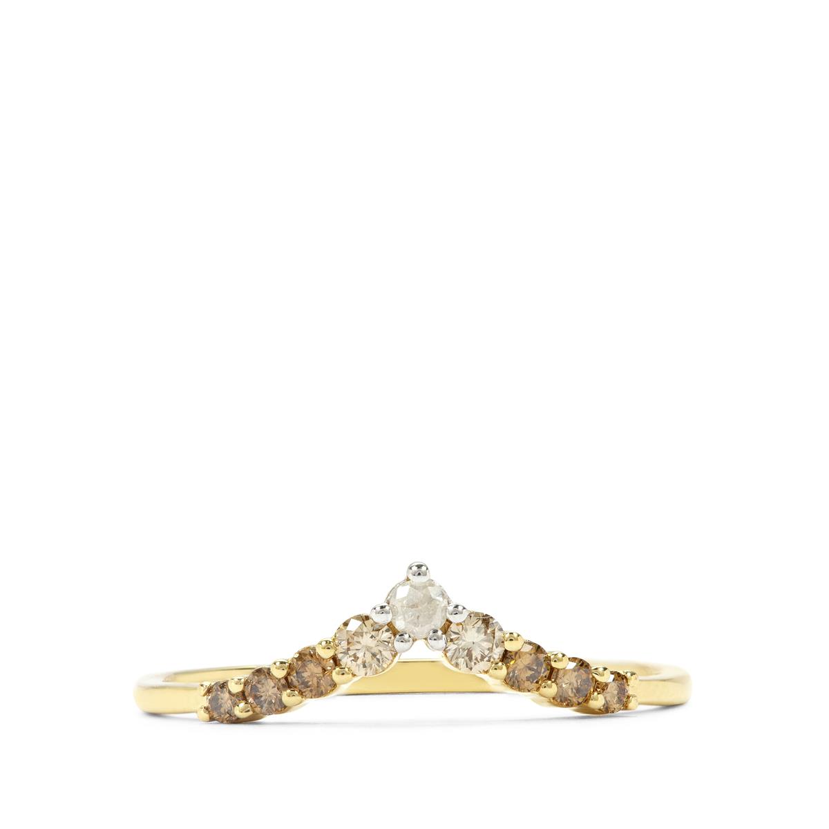 White, Champagne & Golden Ivory Diamond Ring in 9K Gold 0.25ct | Gemporia