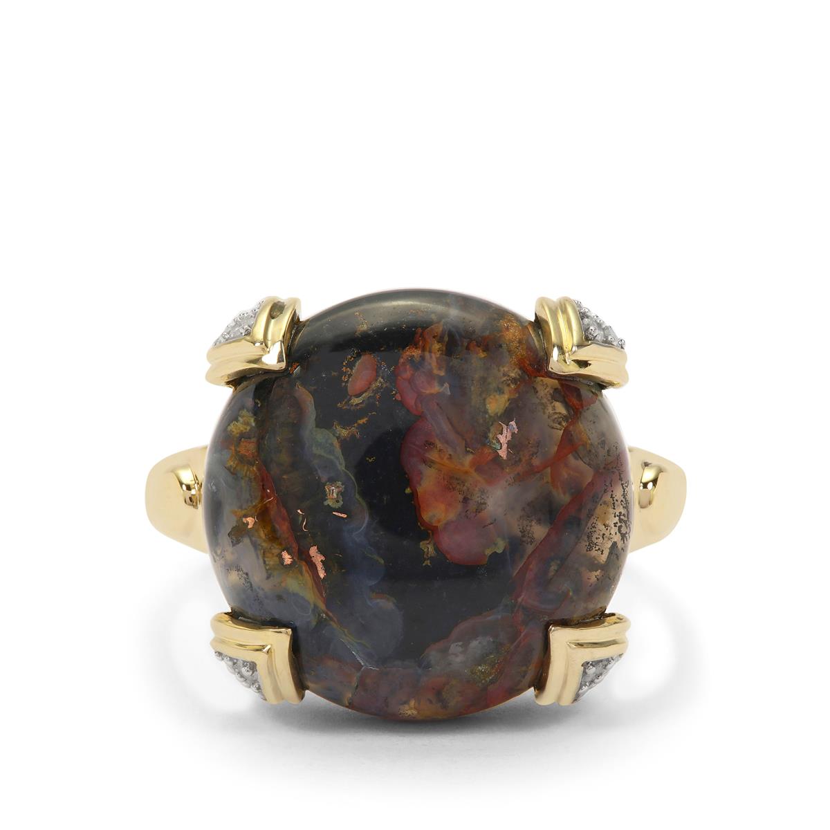 Aquadite Noir Ring with Diamond in 9K Gold 12.80cts | Gemporia