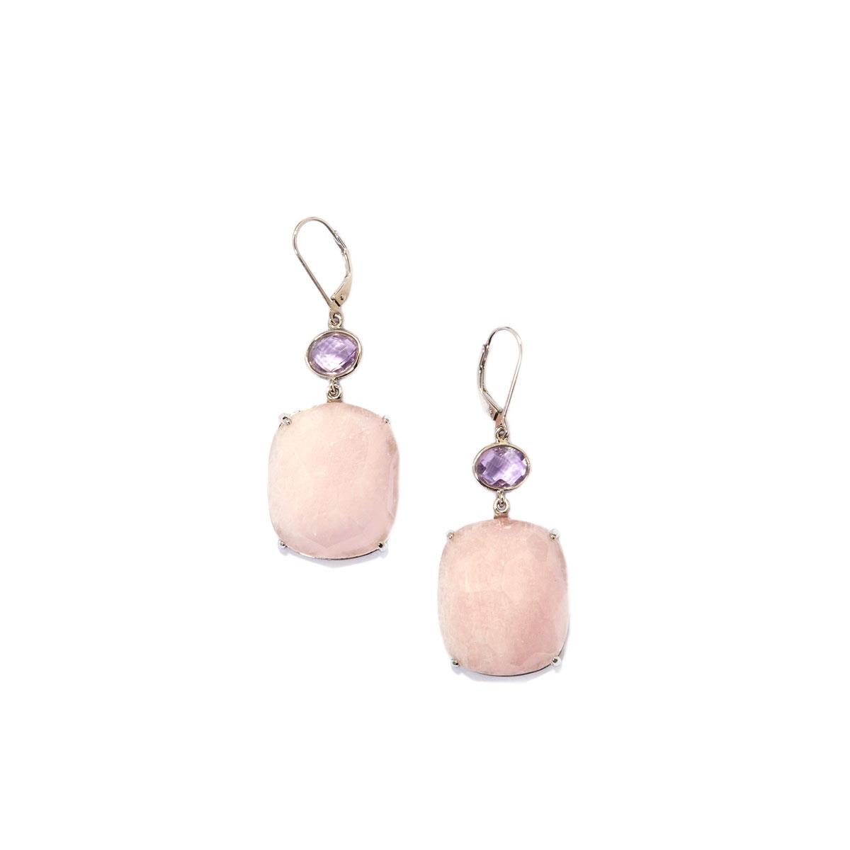 Morganite Earrings with Amethyst in Rhodium Flash Sterling Silver 50 ...