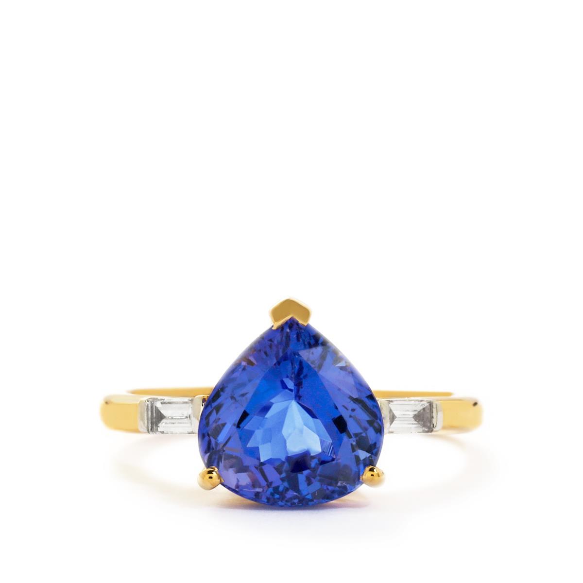 AAA Tanzanite & Diamond 18k Gold Tomas Rae Ring MTGW 3.89cts | Gemporia