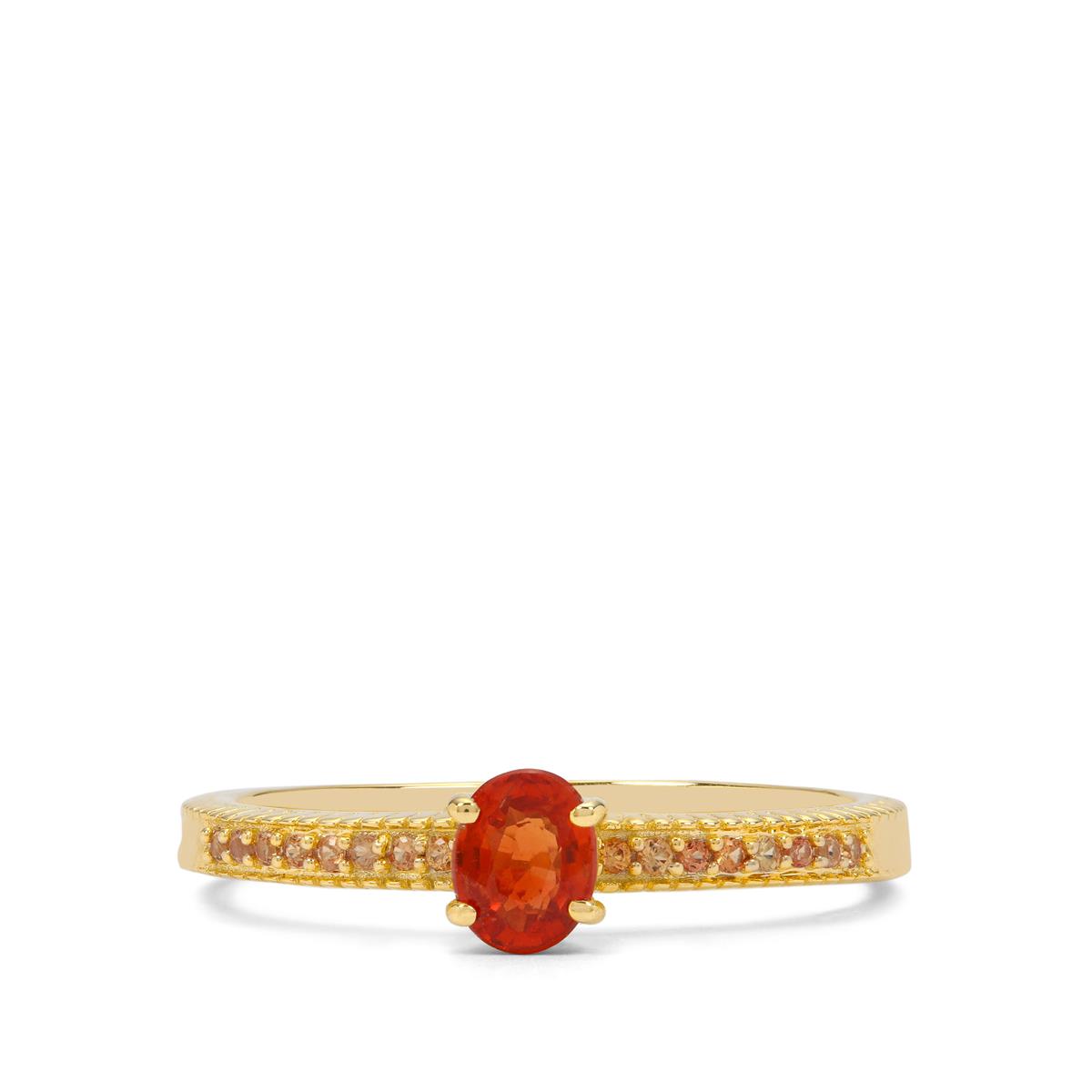 Ceylon Sunset Padparadscha Sapphire Ring in 9K Gold 0.55cts | Gemporia