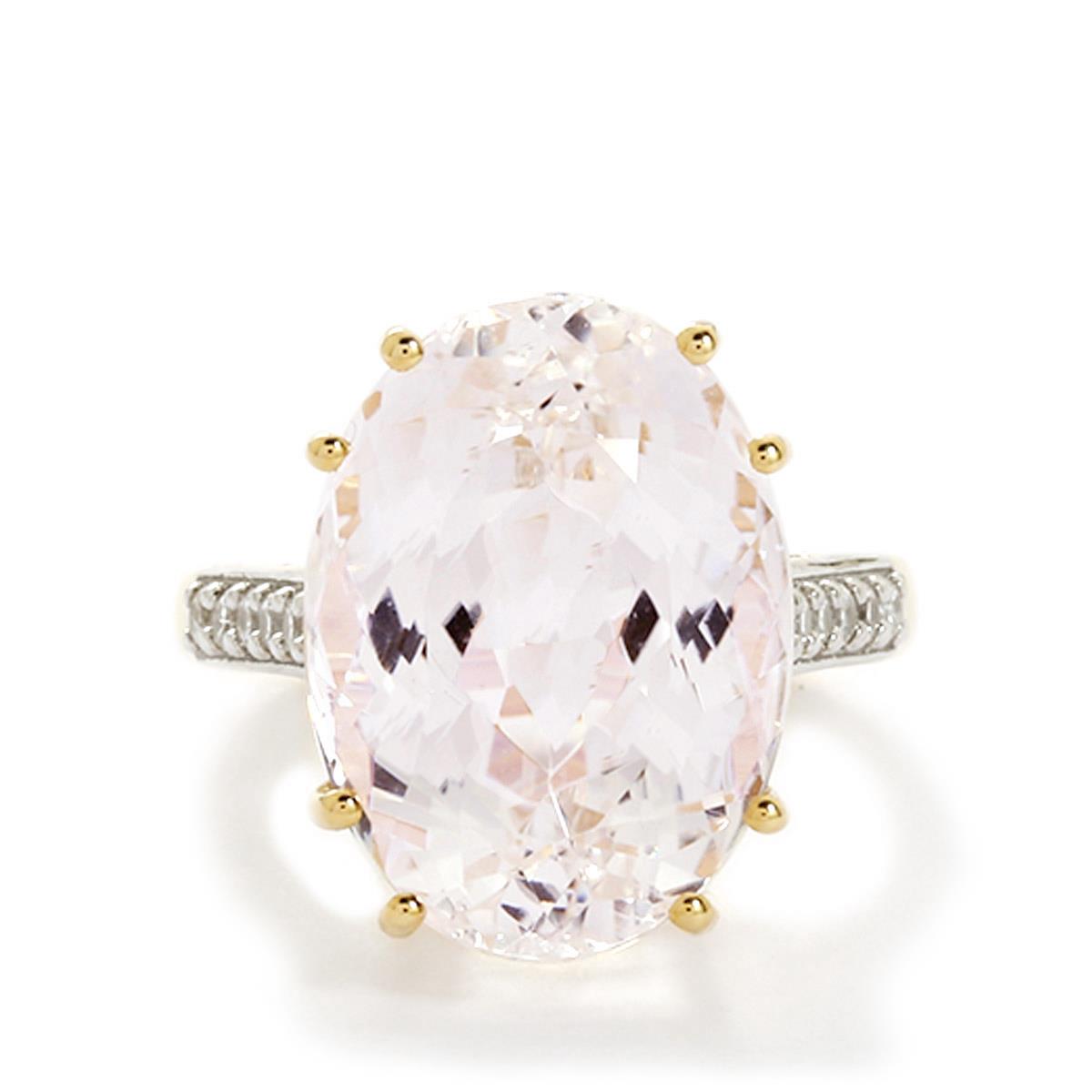 Ice Kunzite & White Zircon 9K Gold Ring ATGW 15.62cts | Gemporia