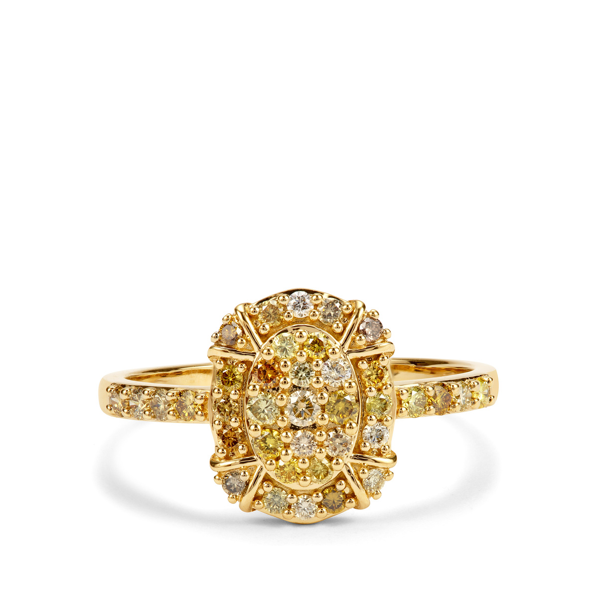 Brazilian Multi-Colour Diamond Ring in 9K Gold 0.52ct | Gemporia